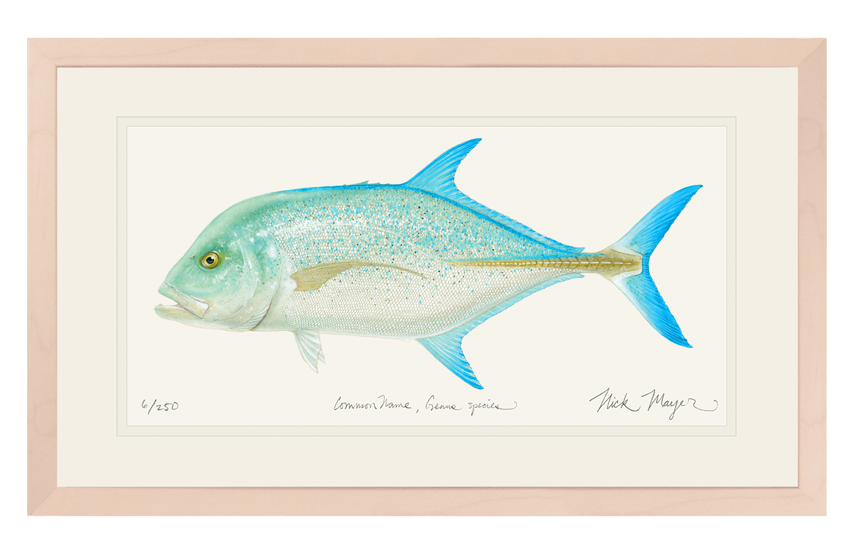 Vibrant Bluefin Trevally Hand-Painted Art