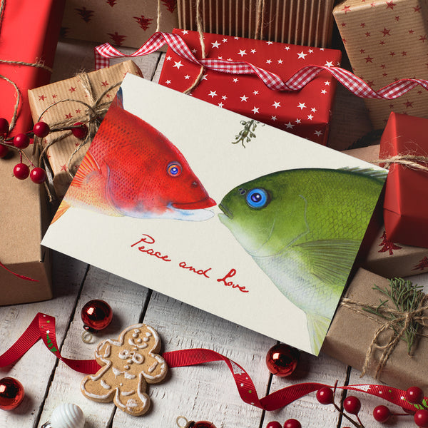 Eco-friendly Mistletoe Fish Holiday Cards